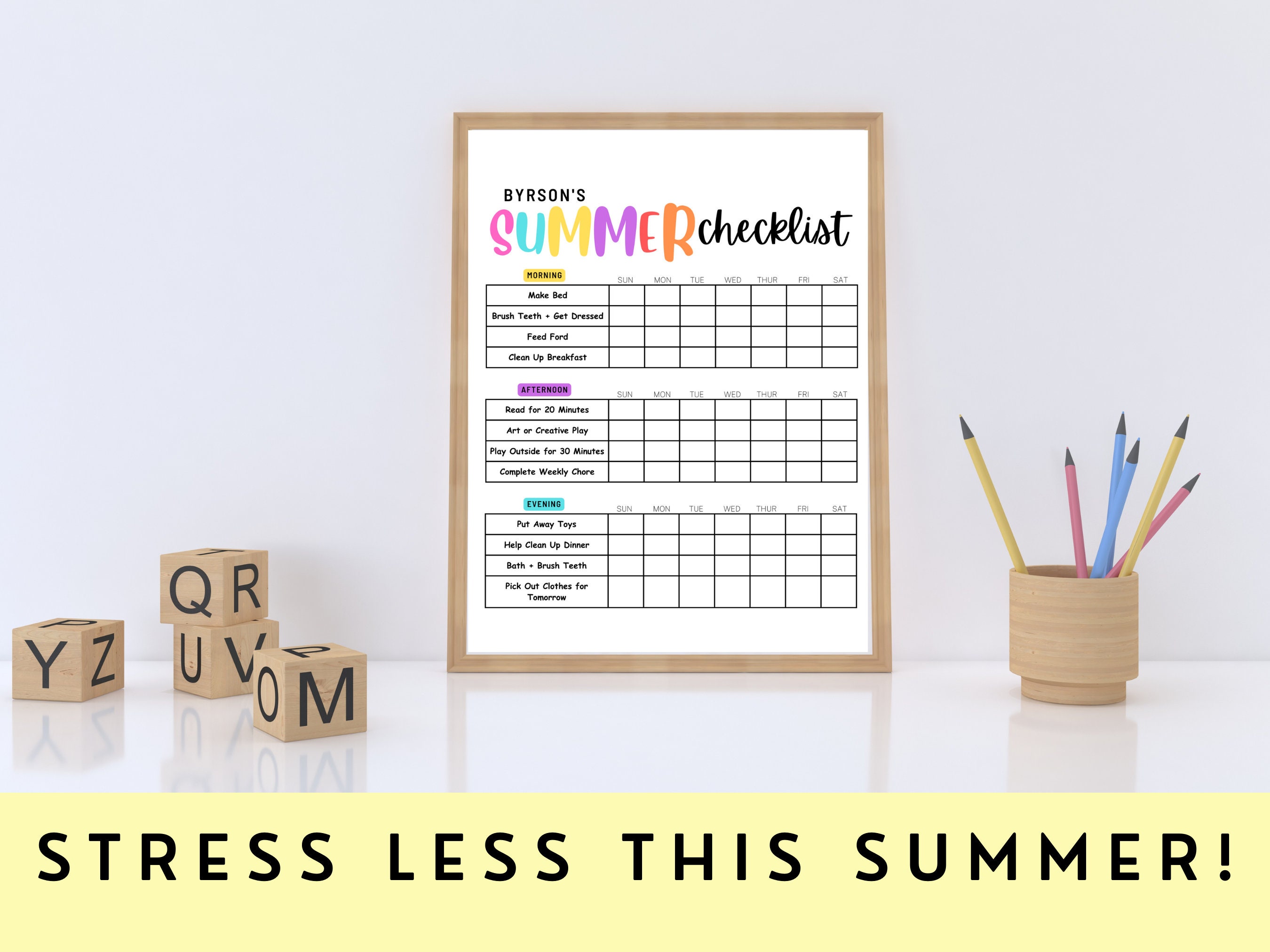 Summer Bucket List, Summer Chore Chart, Kids Schedule Chart, Kids ...