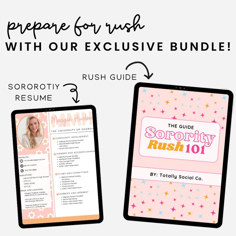 Sorority Resume Template, Rush Resume, Resume With Photo, Modern Resume ...