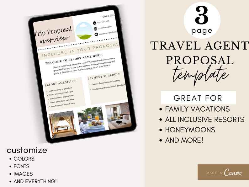 Travel Agent Proposal Template, Travel Packing List, Travel Itinerary ...