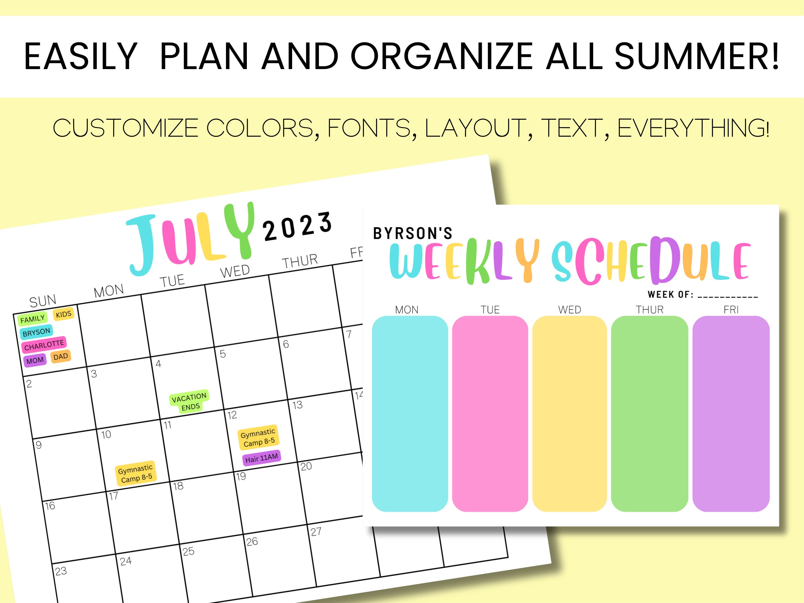 Summer Bucket List, Summer Chore Chart, Kids Schedule Chart, Kids ...