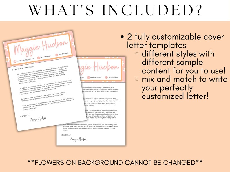 Sorority Resume Template Rush Resume Sorority Resume With - Etsy