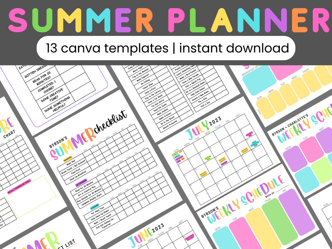 Summer Bucket List, Summer Chore Chart, Kids Schedule Chart, Kids ...