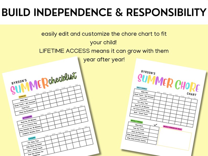 Summer Bucket List, Summer Chore Chart, Kids Schedule Chart, Kids ...