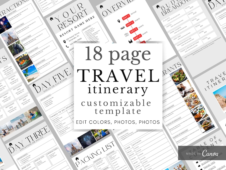 Travel Itinerary, Vacation Planner, Travel Planner, Travel Journal ...