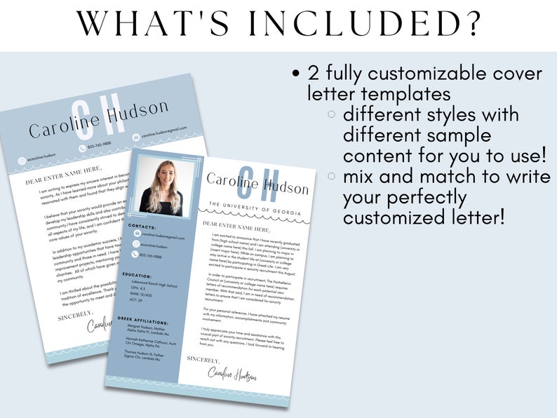 Sorority Resume Template Sorority Rush Resume Social Resume - Etsy