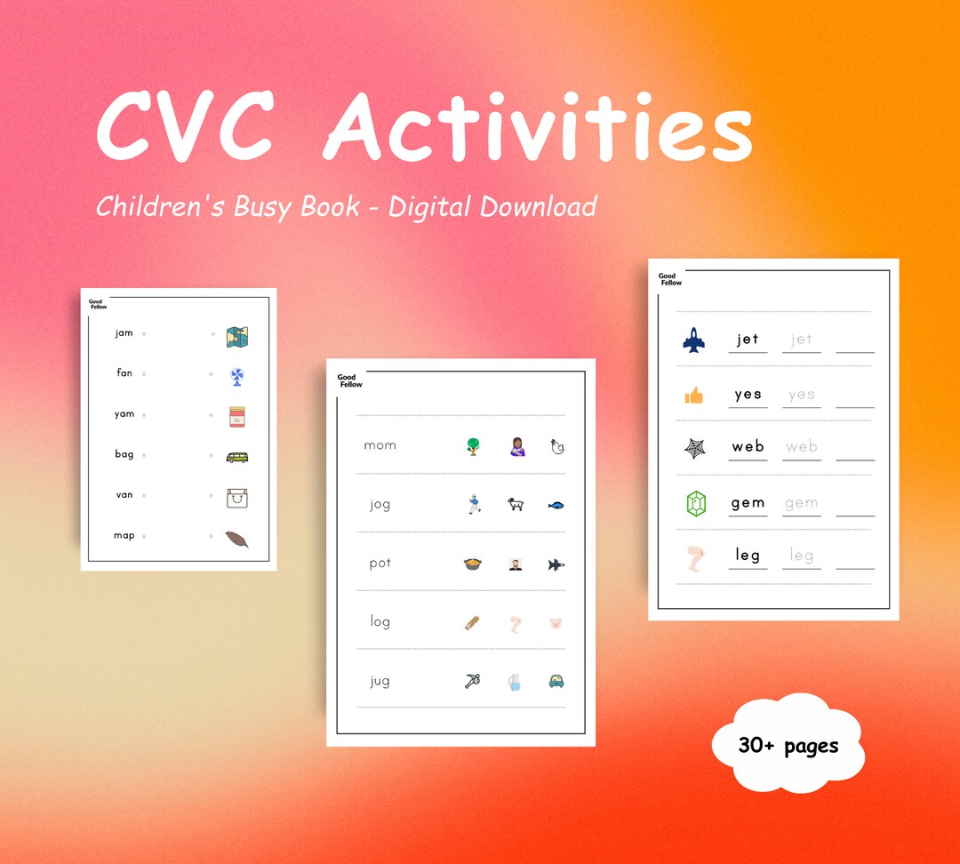 CVC Workbook - Preschool Learning - Phonics Workbook - Printable ...