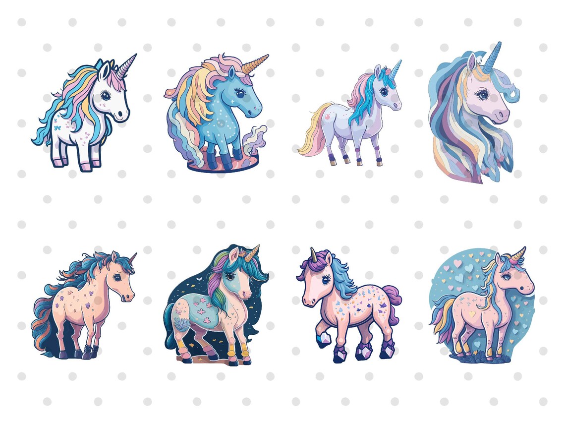 Rainbow Unicorn 32pc PNG and SVG Bundle, Unicorn Png, Unicorn Svg ...