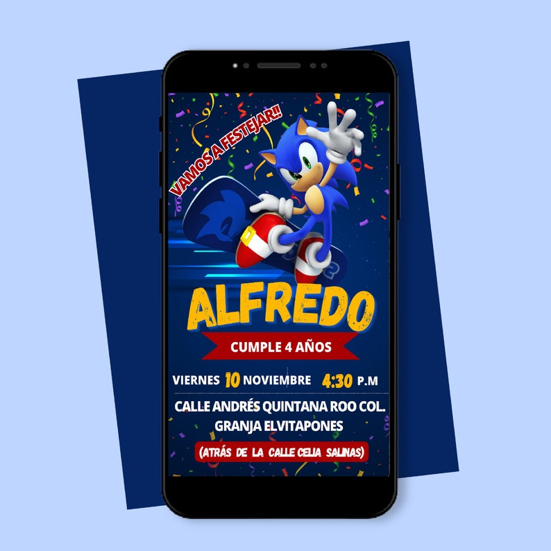 Plantilla de cumpleaños sonic, invitación editable, fiesta Sonic ...