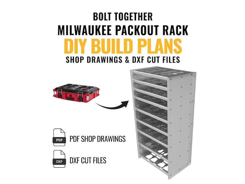 Bolted Milwaukee Packout Rack Plans – PDF Drawings & DXF Cut Files ...