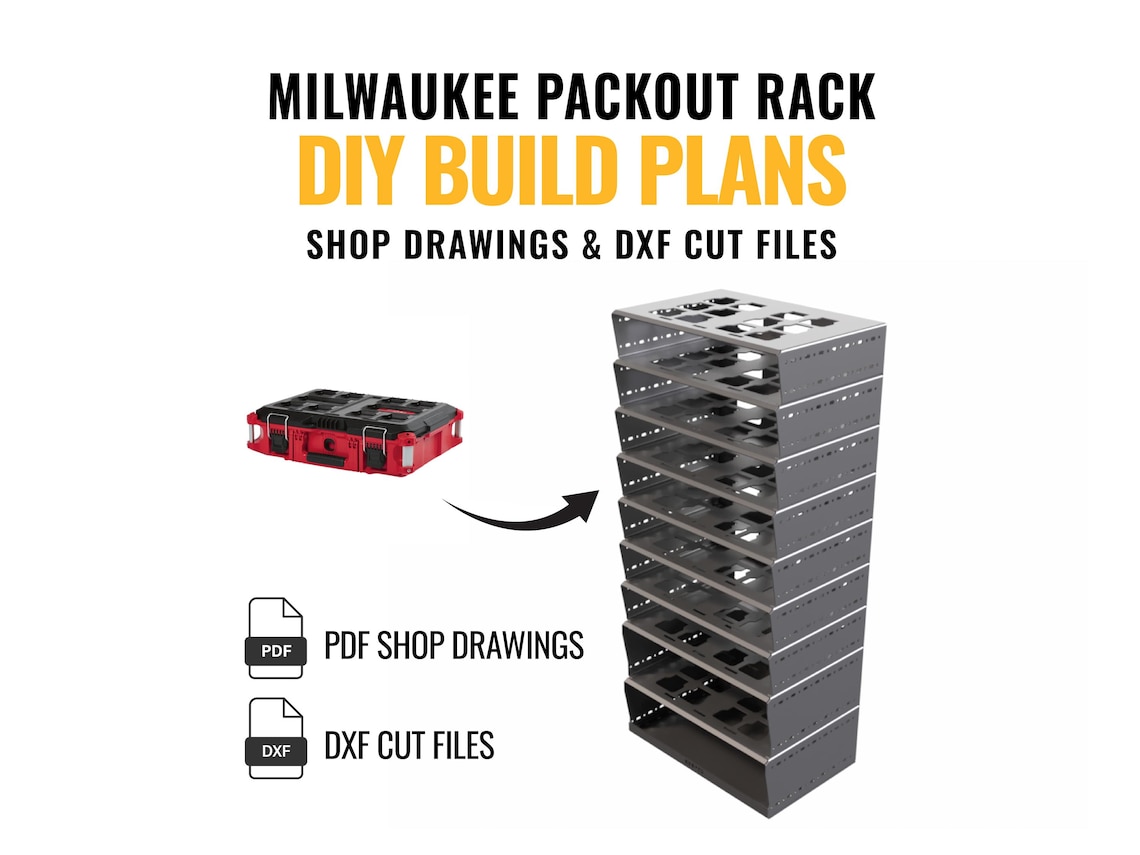 Welded Milwaukee Packout Rack Plans - PDF Drawings & DXF Cut Files ...