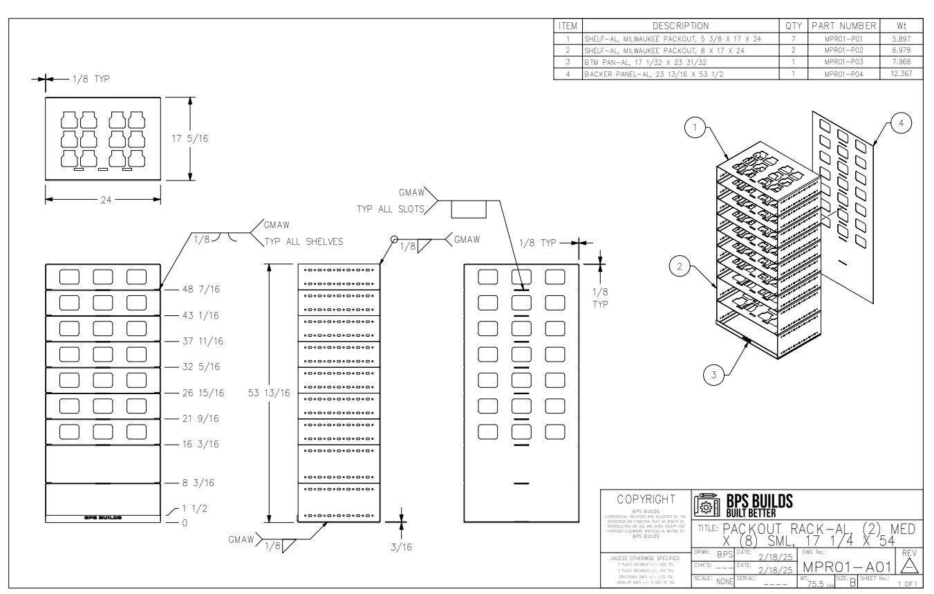 Welded Milwaukee Packout Rack Plans - PDF Drawings & DXF Cut Files ...