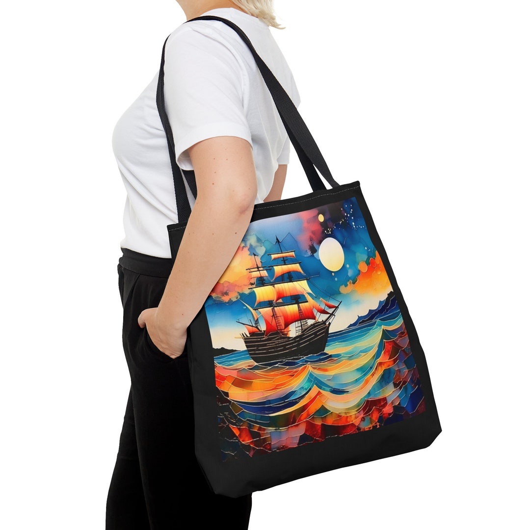 Graphic Sailor Ship Tote Bag, Sailor Ship Lover Tote Bag, Sailor Lover ...
