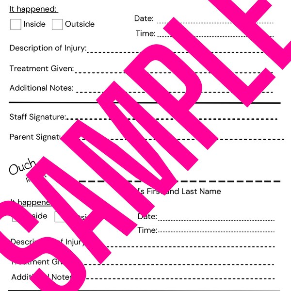 Preschool Injury Report Template - Etsy
