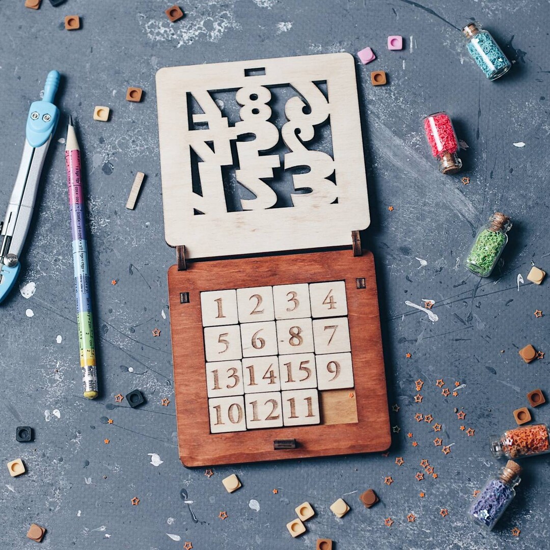Fifteen Puzzle Challenging Brain Teaser With Numbered Tiles - Etsy