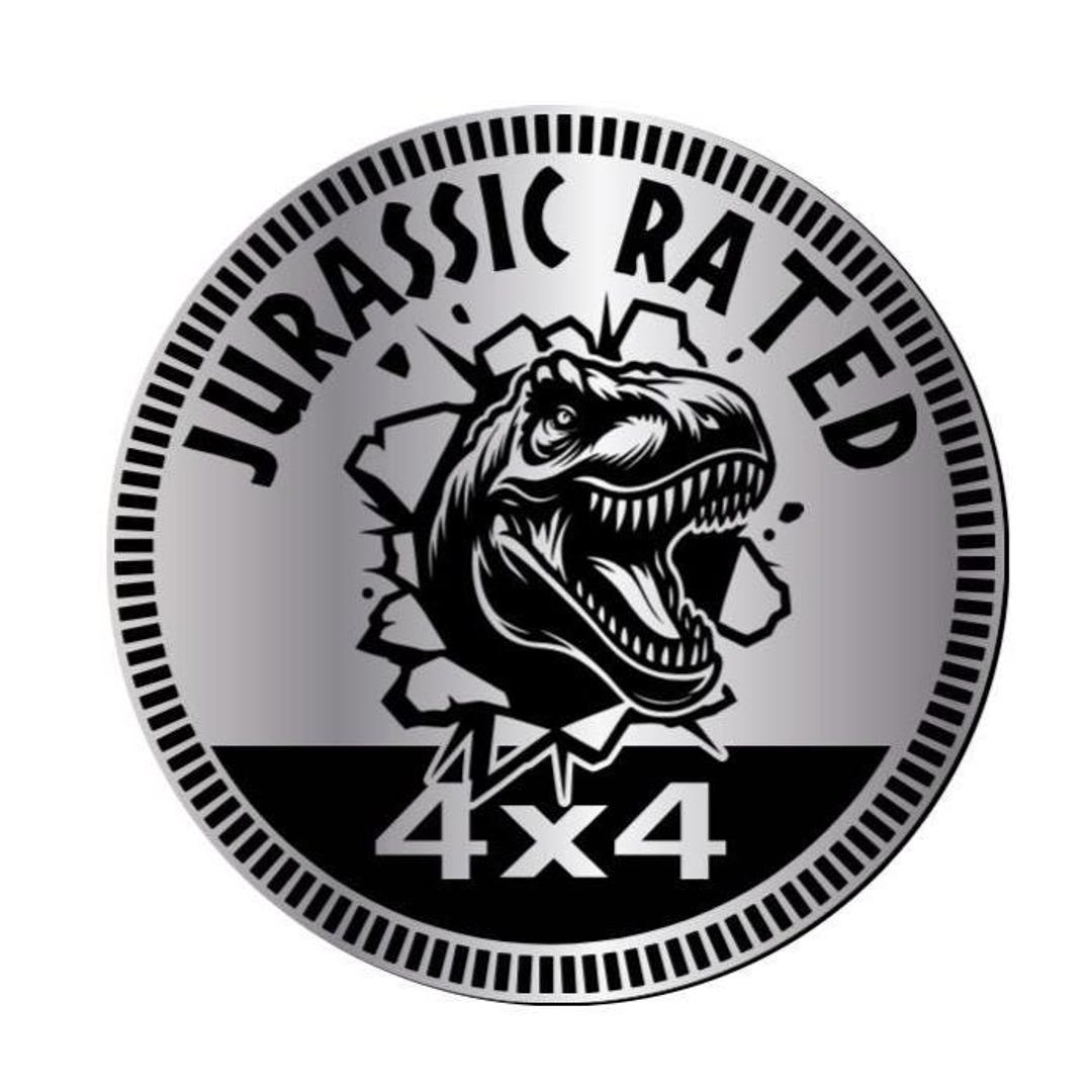 Jurassic Rated T-rex 4x4 Emblem | Brushed Silver Car Badge (set of 2 ...