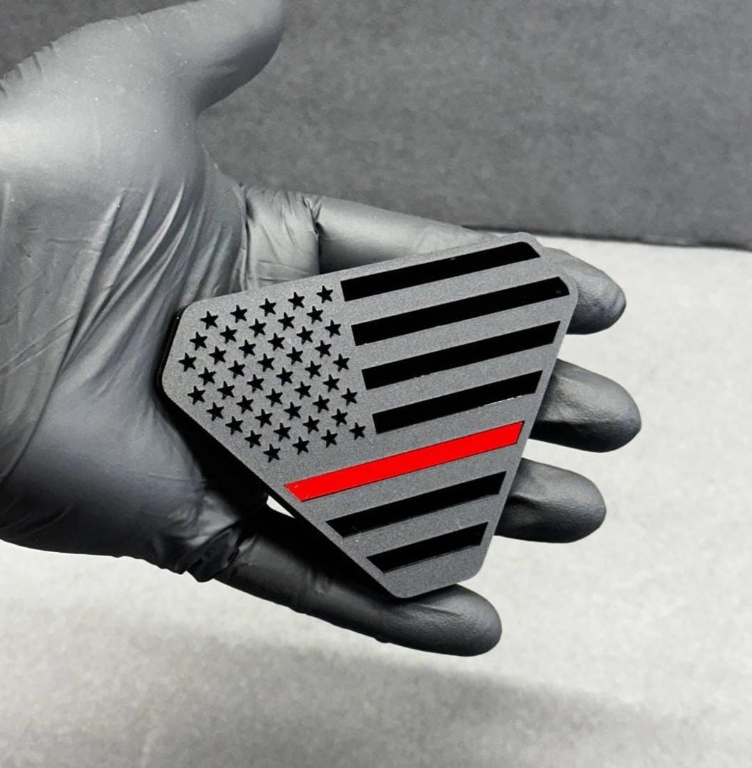 2x Fender Badlands Shape Custom Car Emblem Badge American Flag Red Line ...