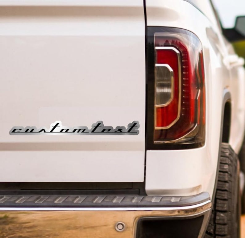 Custom TEXT Engraved Car Name Emblem Car Badge - BRUSHED SILVER ...
