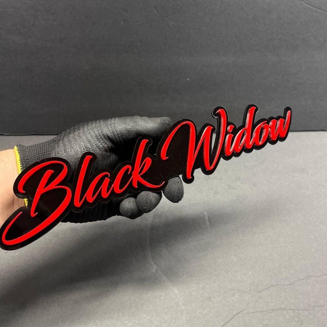 Custom Text Black Widow 3D Car Emblem (1PC) – Multicolor Acrylic Car ...