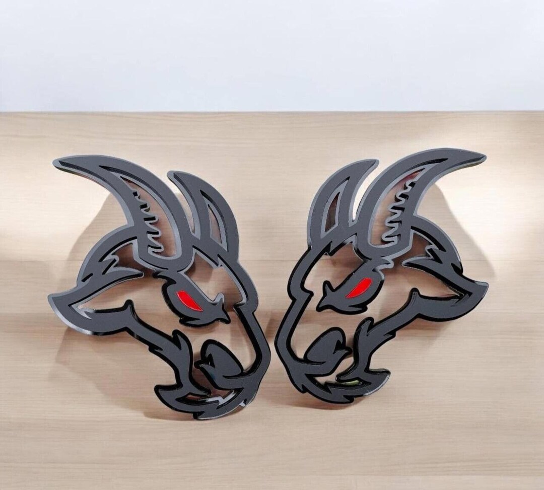 Angry Goat Red Eye Car Truck Emblem Badge Matte Black on Black Custom ...