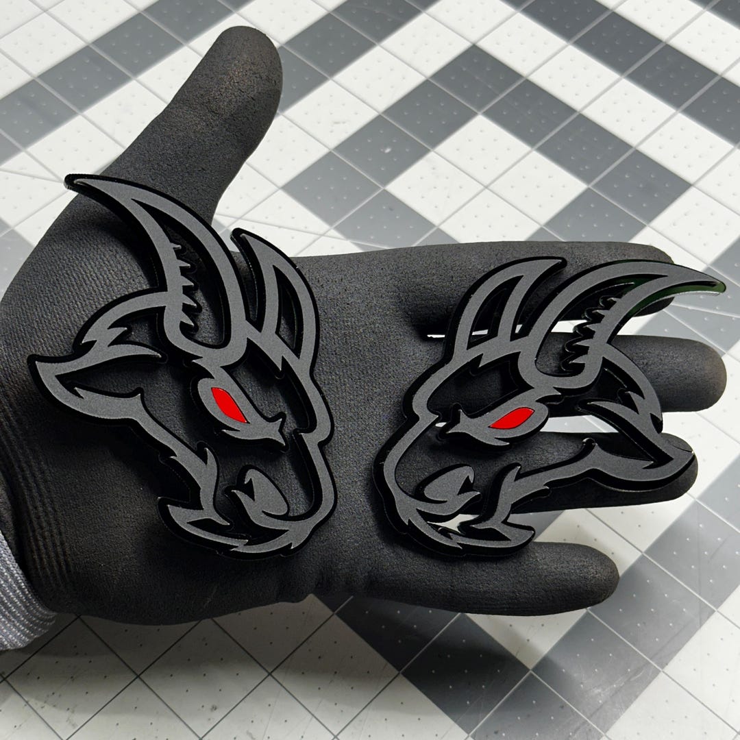 2x Fender Angry Goat Custom Car Emblem MULRICOLOR Eye Ram Truck Badge ...