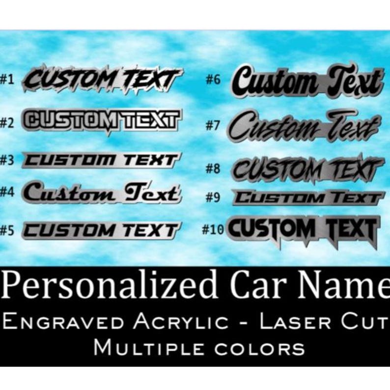CUSTOM TEXT Engraved Car Emblem, Car Badge - Brushed Silver ...