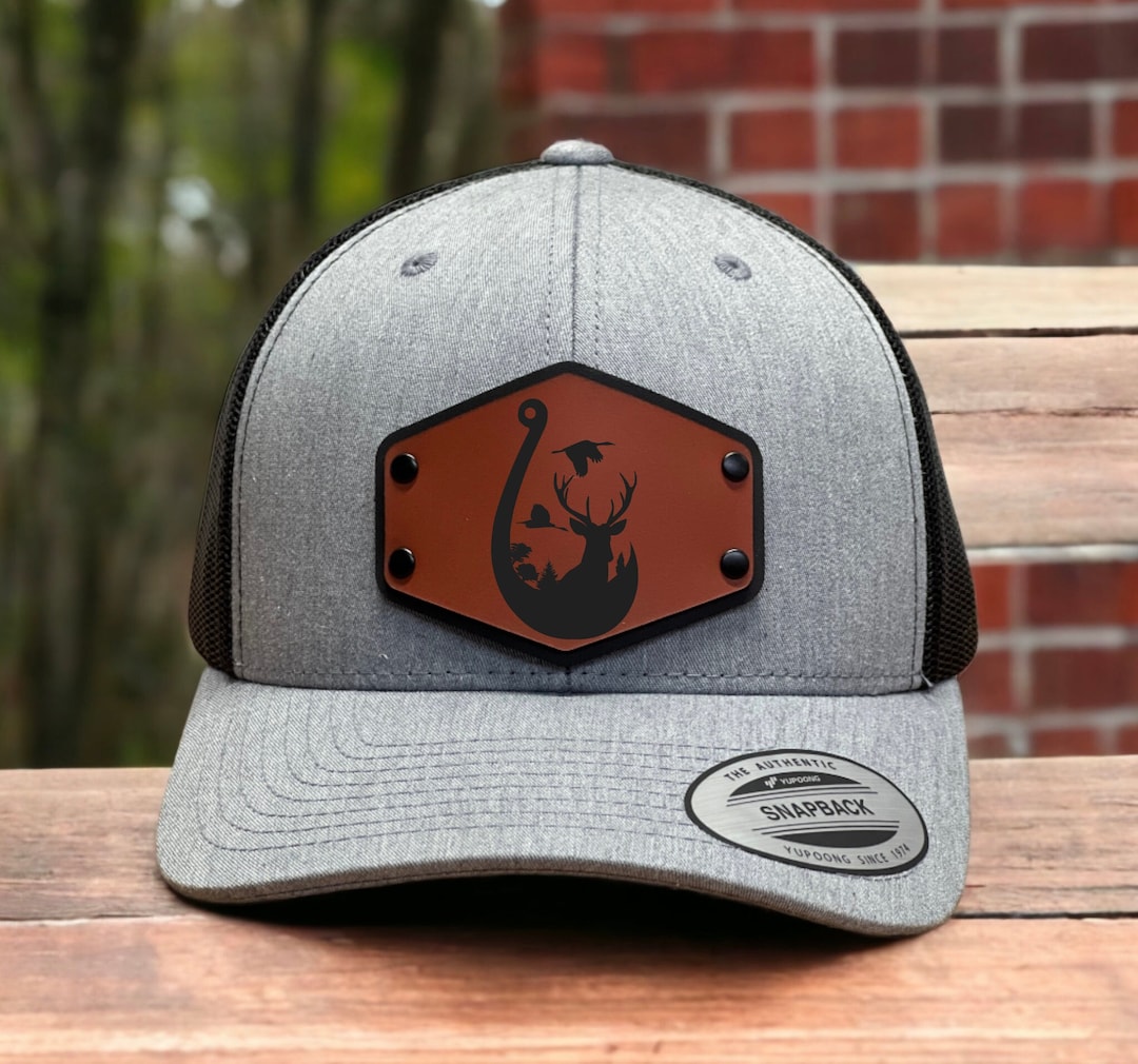 Nature Fishing Hook Hunting Trucker Hat Cap With Mesh Wood/leather ...