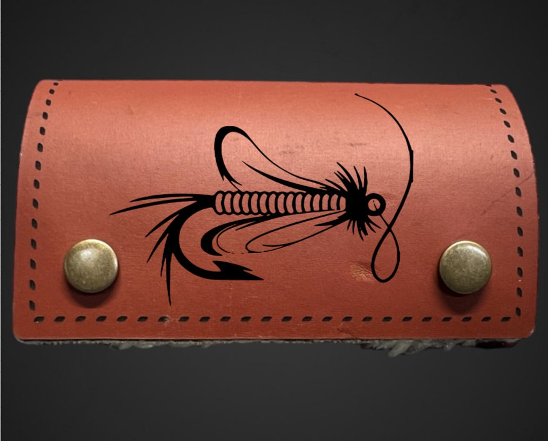 Personalized Leather Fly Fishing Wallet With Sheep Skin -fishing ...