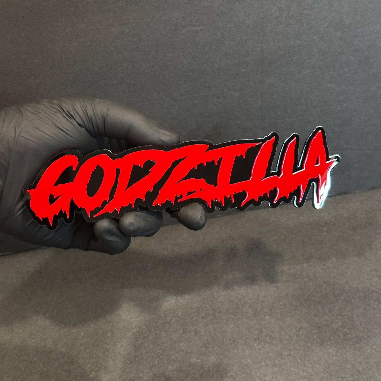 Custom Text Aggressive Godzilla 3D Car Emblem – Multicolor Acrylic Car ...
