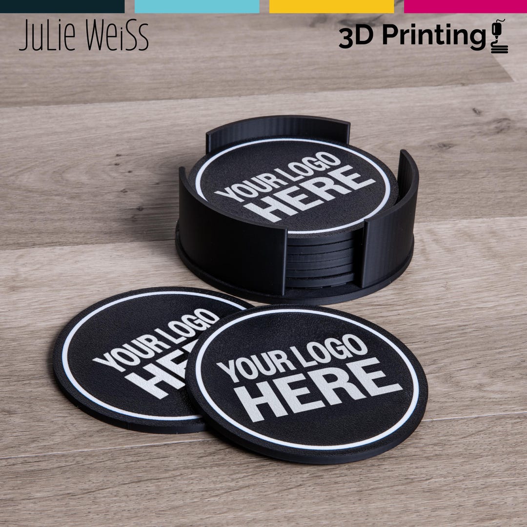 Custom Logo Coaster Set – Personalized 3D Printed Business Coasters ...