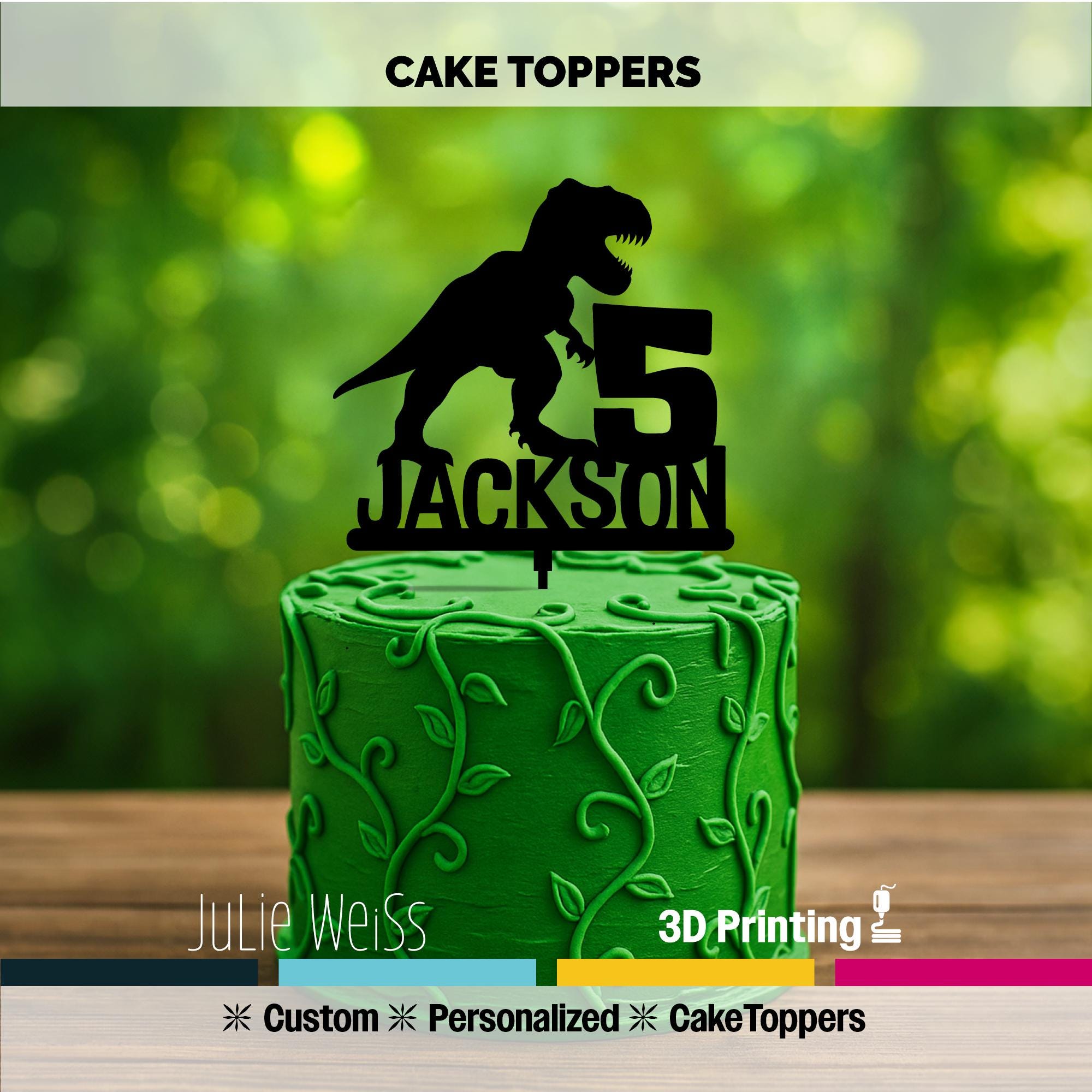 Personalized T-rex Cake Topper: 3D Printed Dino Party Decor - Etsy