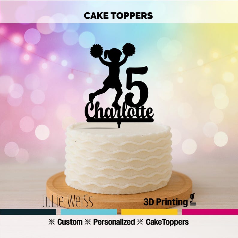 Cheerleader Birthday Cake Topper: Custom Name & Age, 3D Printed - Etsy