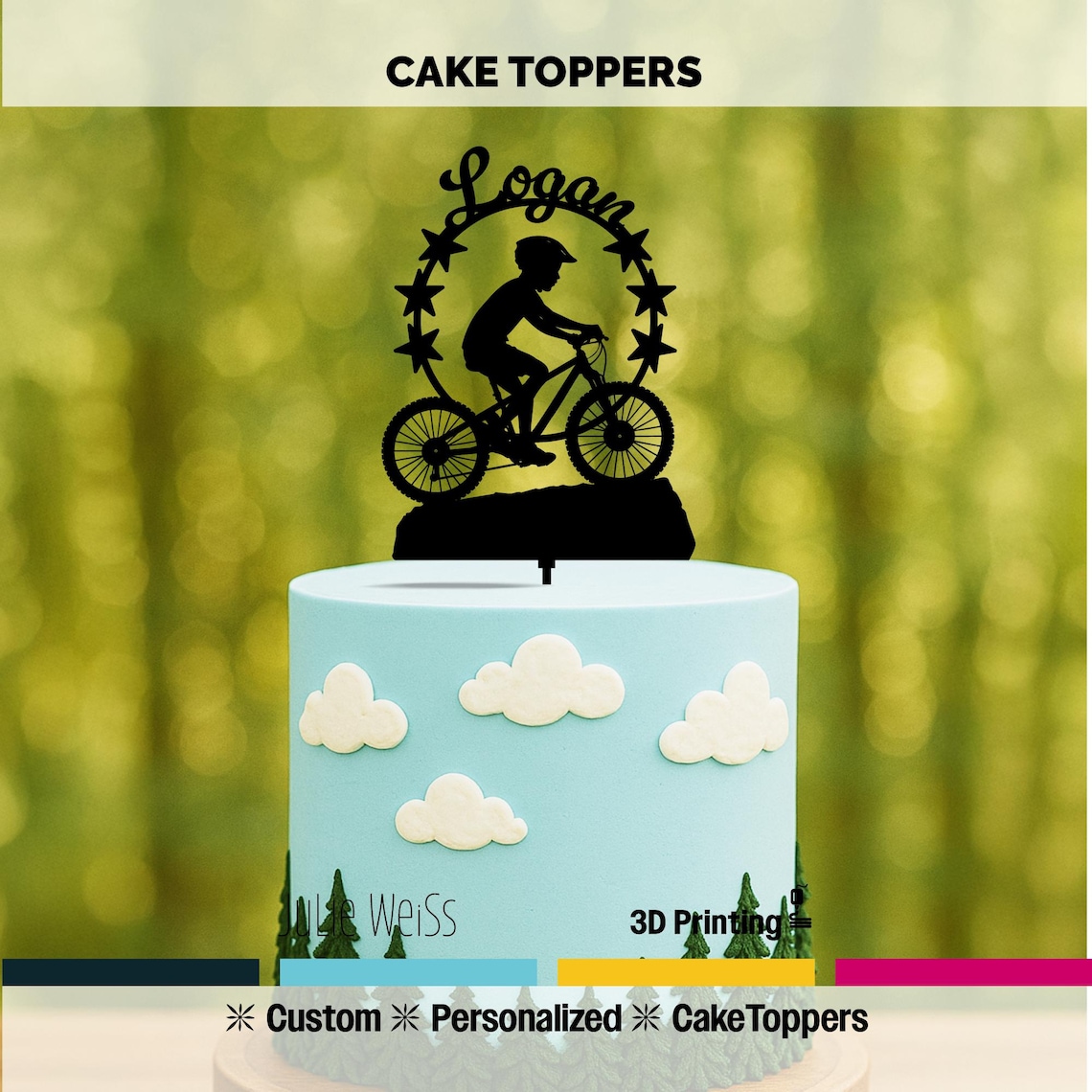 Personalized Mountain Bike Cake Topper: 3D Printed Biker Birthday Decor ...