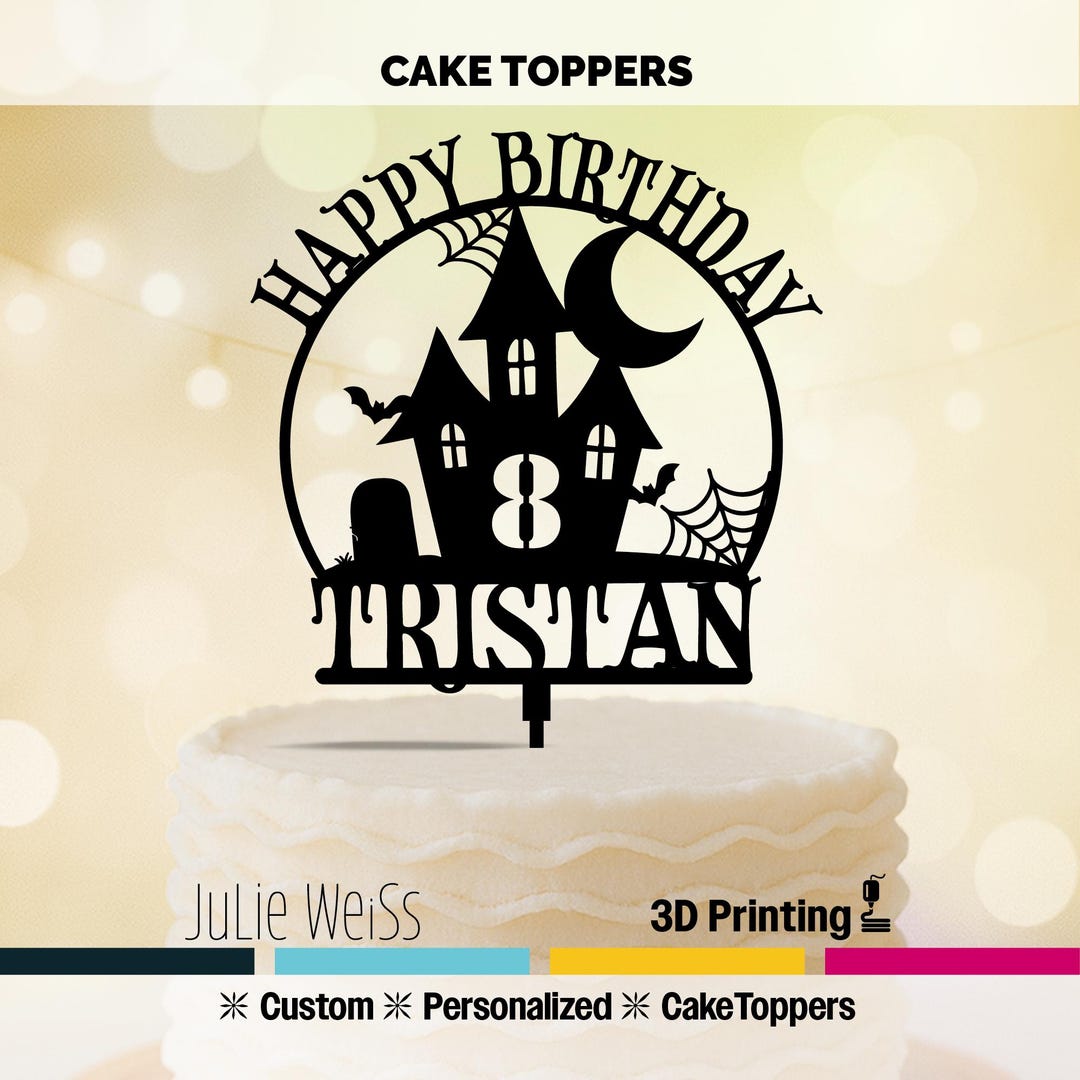 Haunted House Birthday Cake Topper – Custom Halloween Decoration With ...