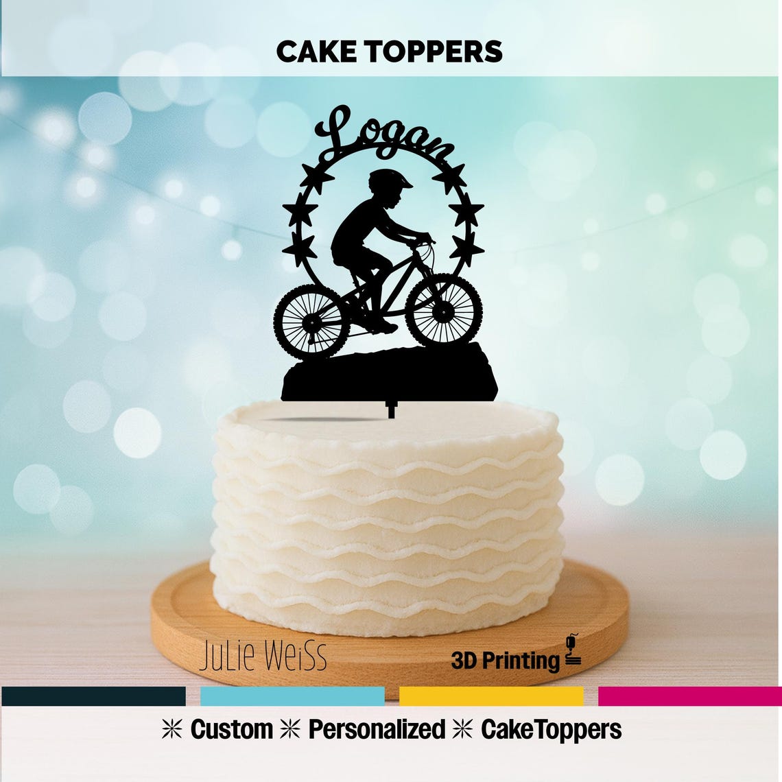 Personalized Mountain Bike Cake Topper: 3D Printed Biker Birthday Decor ...