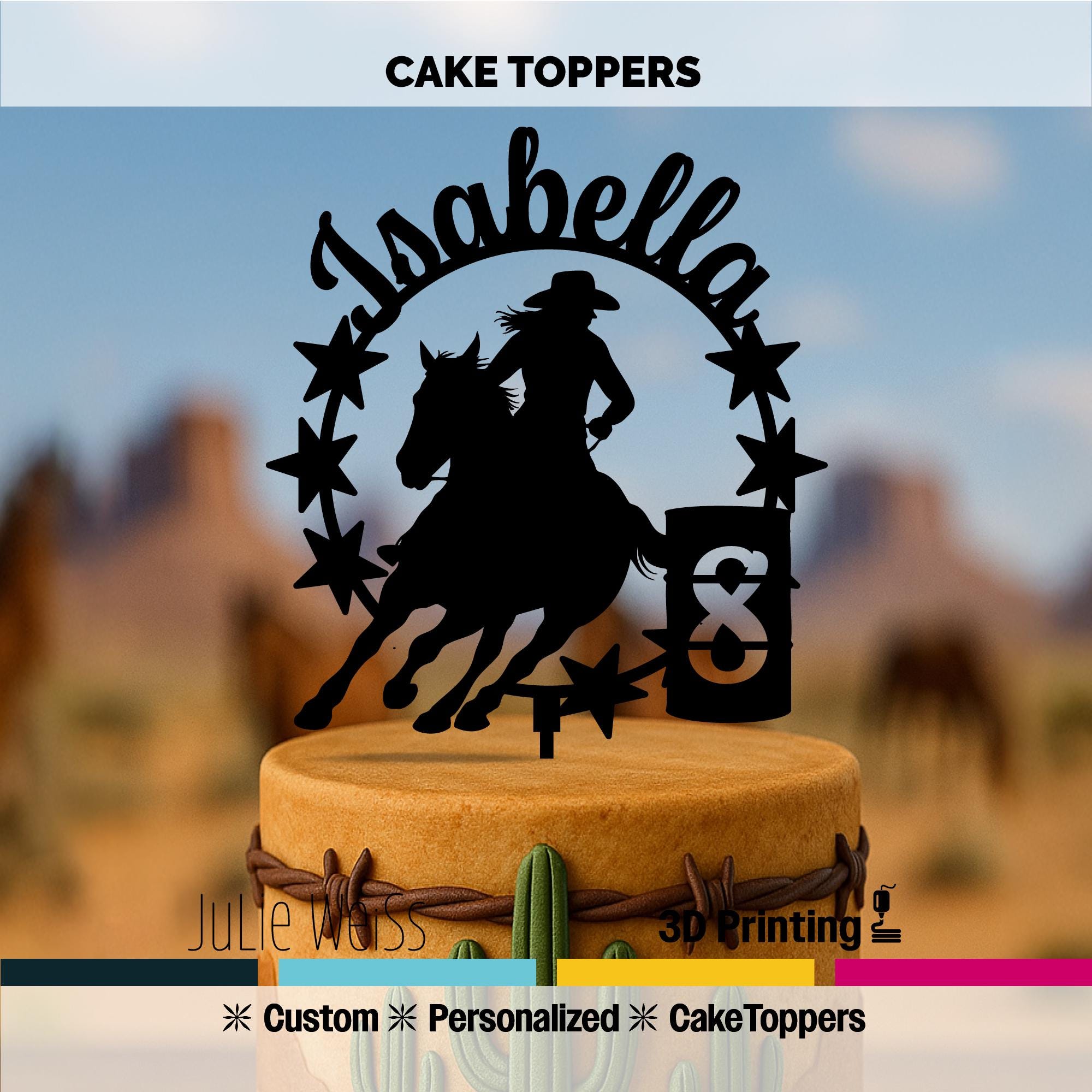 Custom Barrel Racing Cake Topper: 3D Printed Horse Silhouette - Etsy