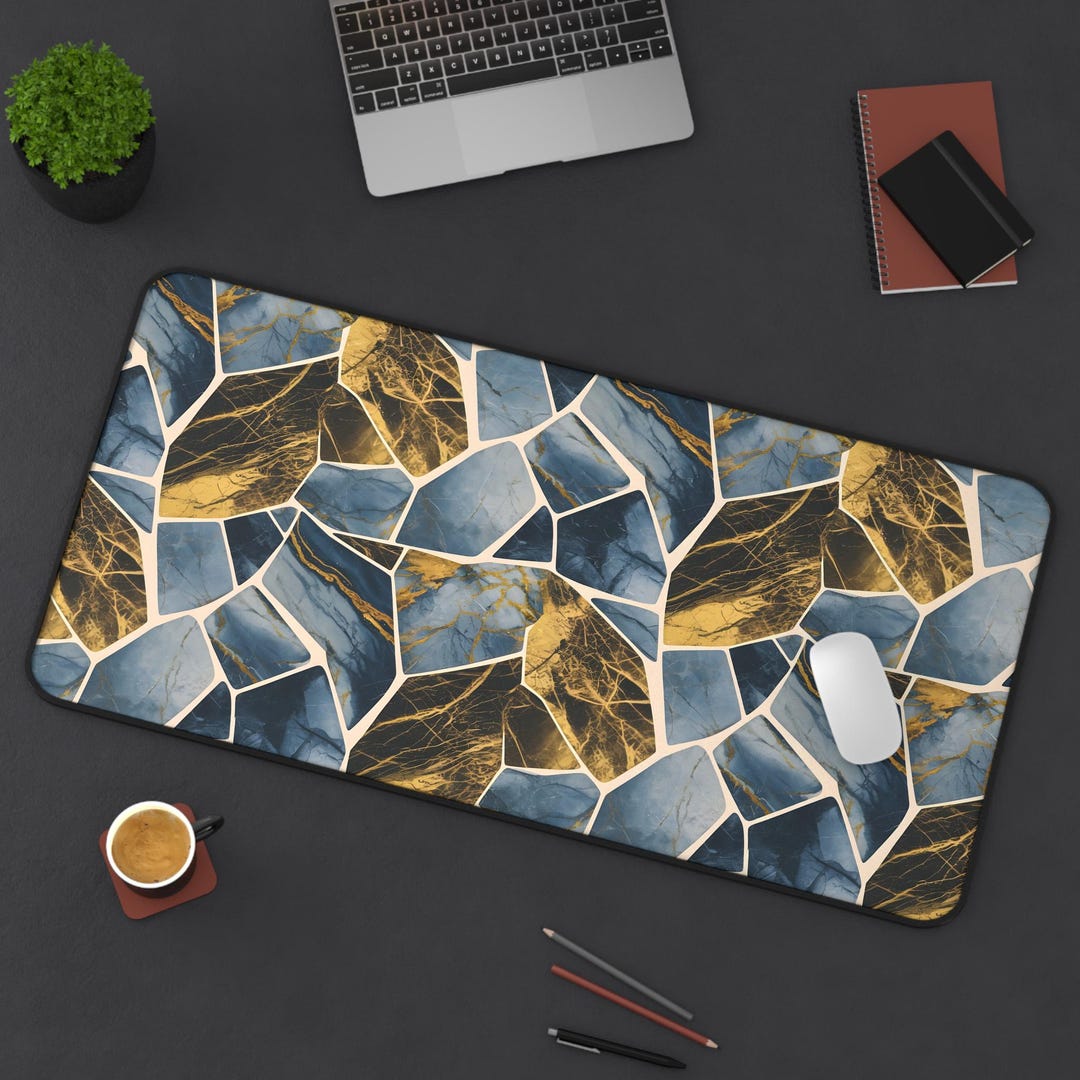 Marble Mosaic Desk Mat: Abstract Elegant Design - Etsy