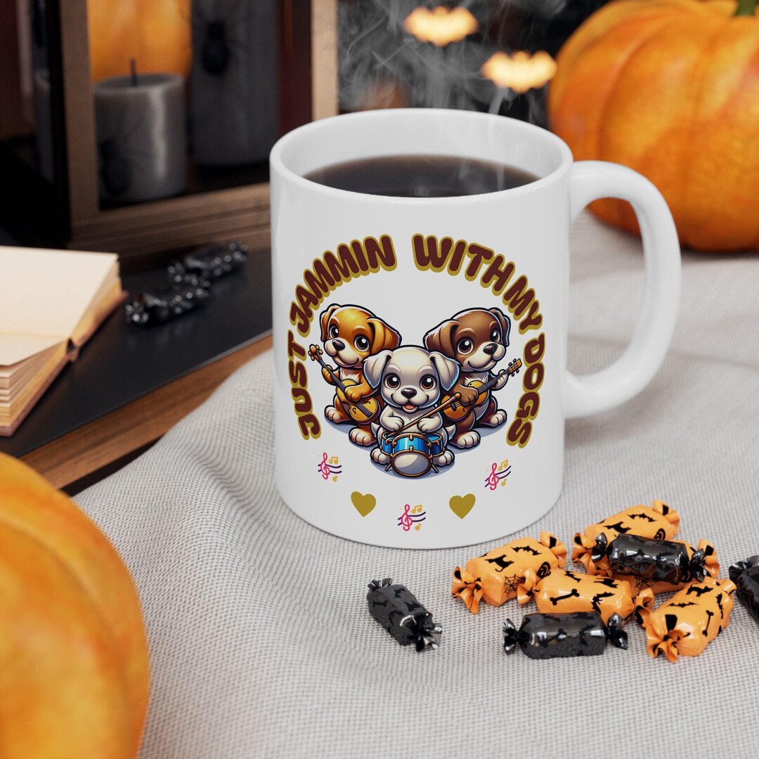 Musical Dogs Ceramic Mug: 'just Jammin' Coffee Cup - Etsy