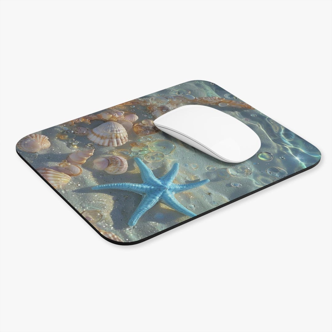 Beach Vibes Mouse Pad - Coastal Decor, Ocean Inspired, Shells and ...