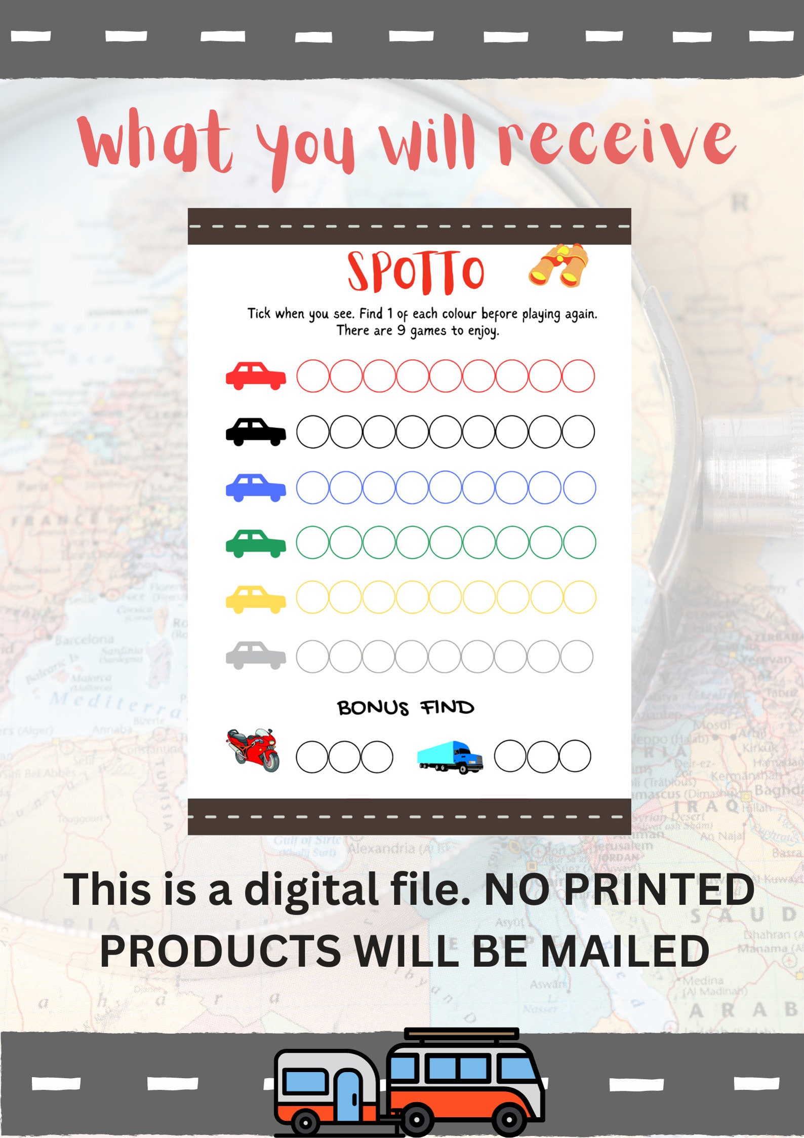 Spotto/spot the Cars/kids Family Road Trip/car Game/adventure/printable ...