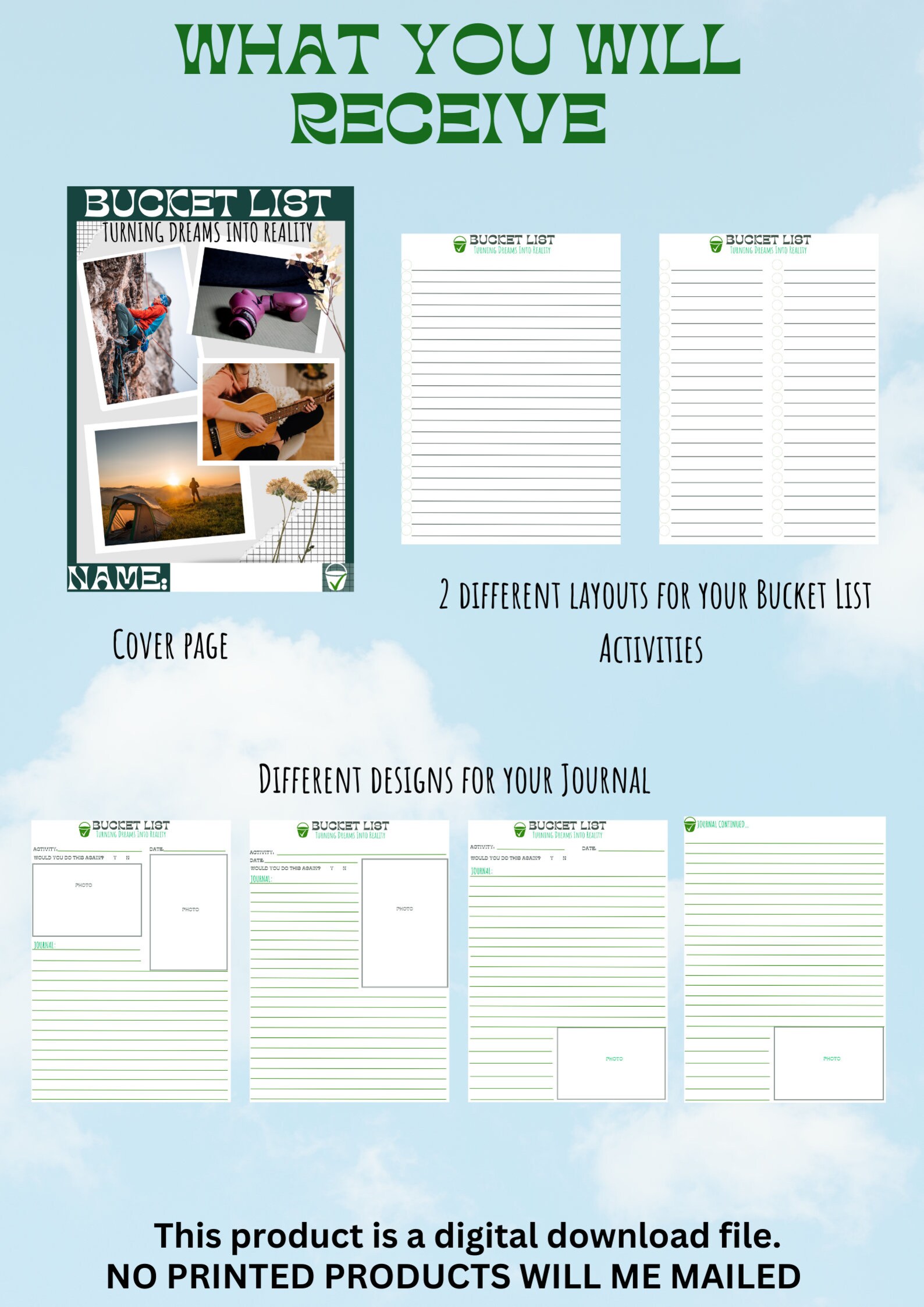 Bucket List Journal, Bucket List Tracker, Bucket List Goals, Retirement ...