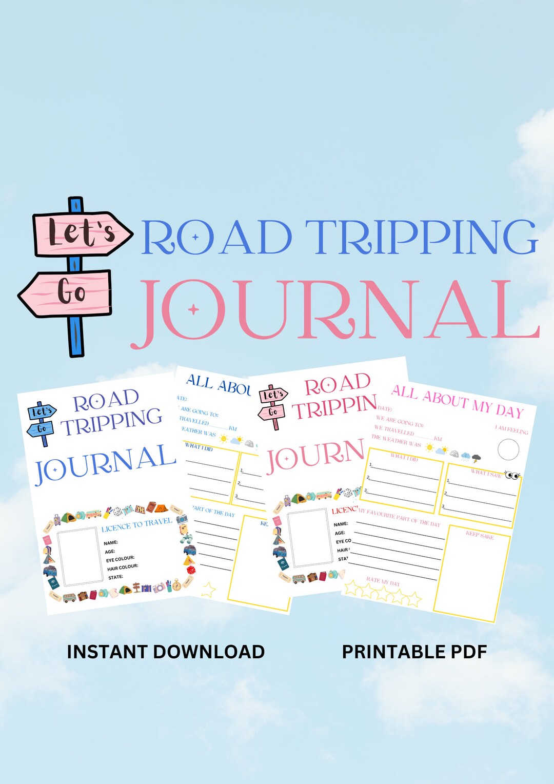 Road Trip Journal/printable/travel Diary/travel Memories/junior Travel ...
