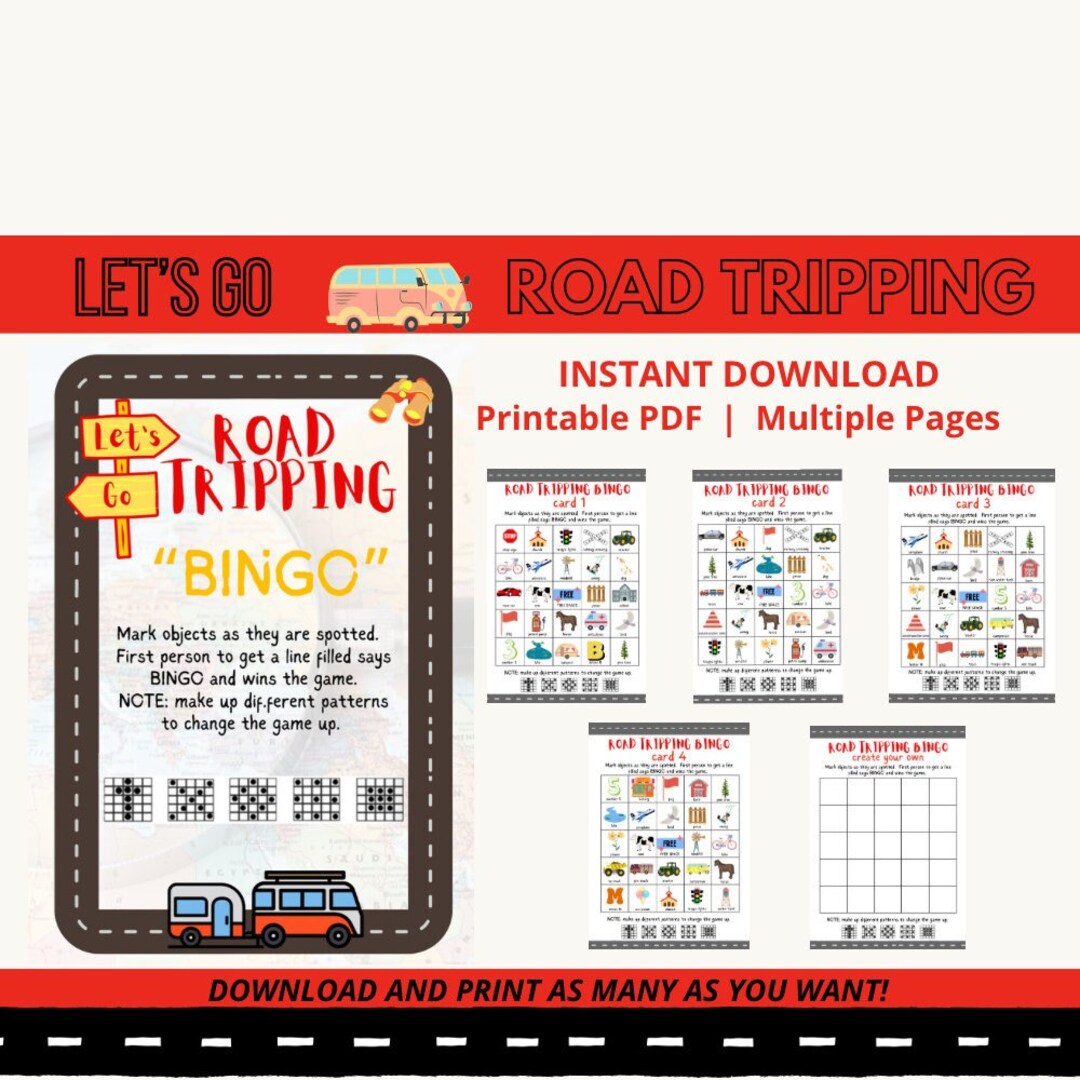 Kids Road Trip Bingo/digital Printable PDF for the Whole Family/car ...