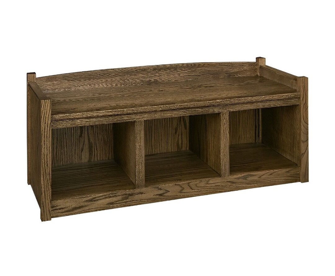 Entry Bench Wood Coffee Table Rustic Farmhouse Bench With Storage Cubby ...