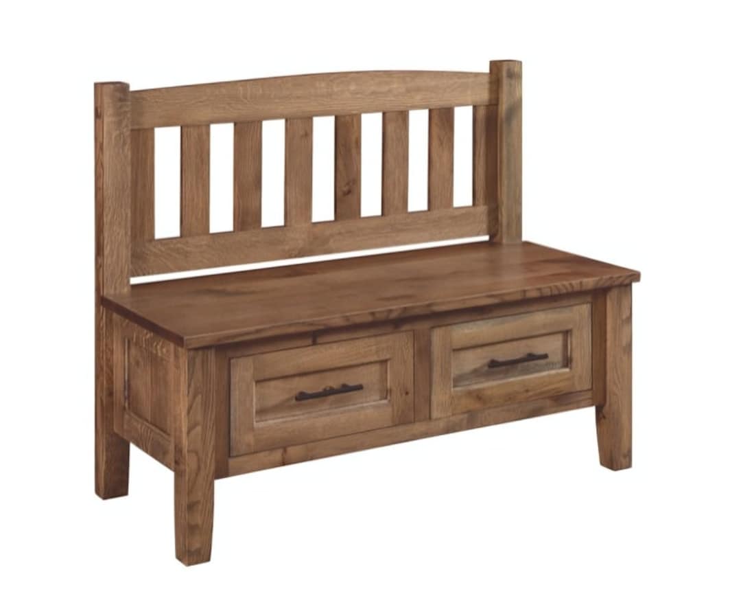Entryway Bench With Storage Drawers Wooden Bench With Back Porch Bench ...