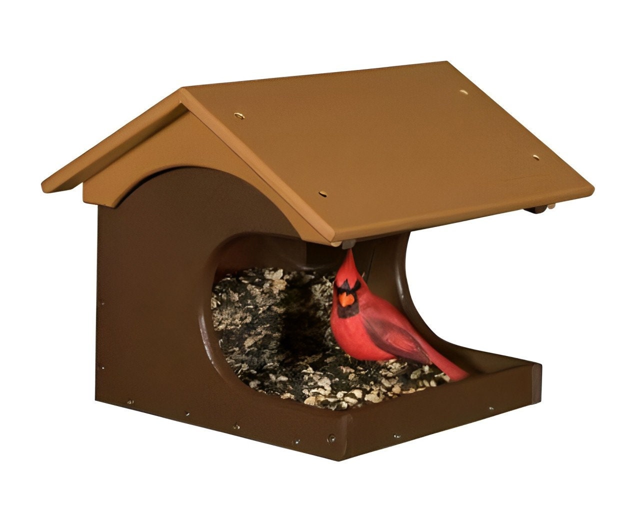 Cardinal Bird Feeder Wooden Bird Feeder Post Mount Bird Feeder ...