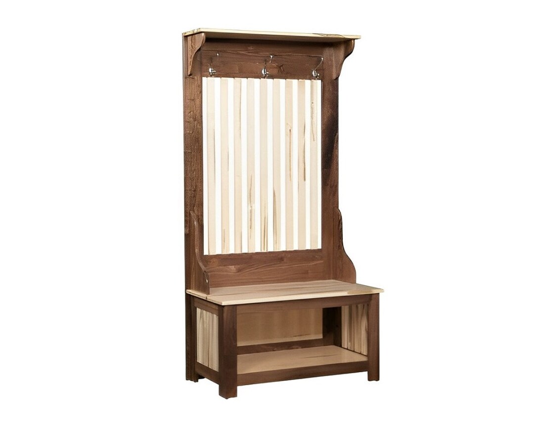 Storage Bench With Back Hallway Bench Rustic Furniture Handmade Wooden ...