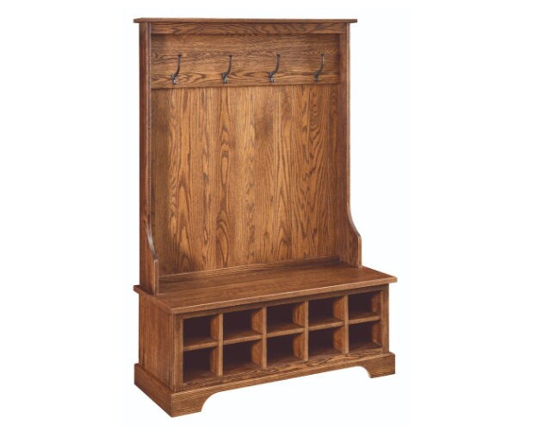 Hall Tree Entryway Bench Wooden Coat Rack Bench With Storage Shoe ...