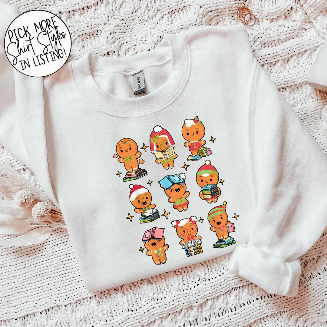 Gildan Teacher Christmas Reading Book Gingerbread Sweatshirt - Etsy