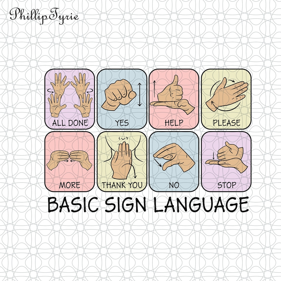 Lenguaje de señas básico Png lenguaje de señas Png ASL Png - Etsy España