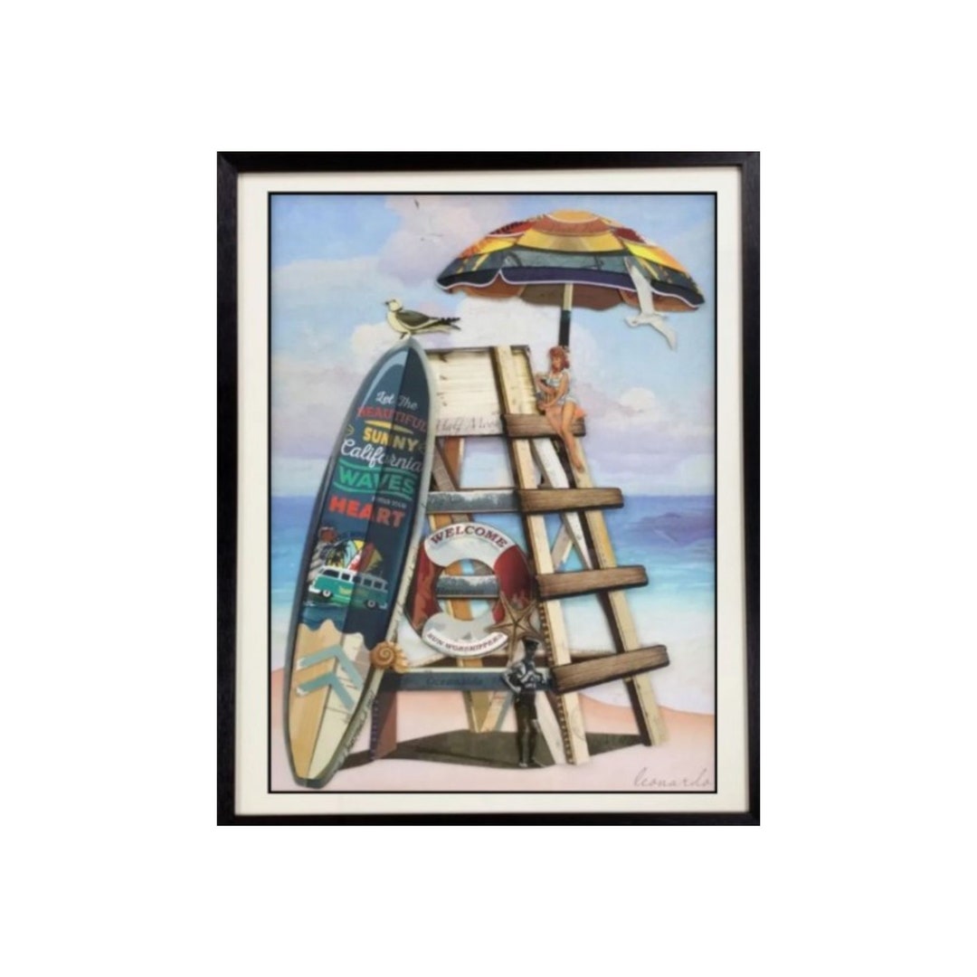 Lifeguard Tower Hand Crafted Card Stock 3D Collage Art 29 X 36 - Etsy